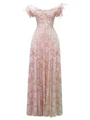 GEMY MAALOUF Structured Underskirt Gown - Pink