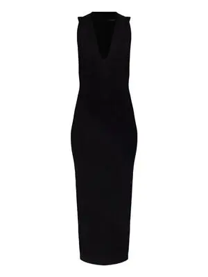 Balmain V-neck Zip-up Dress - Black