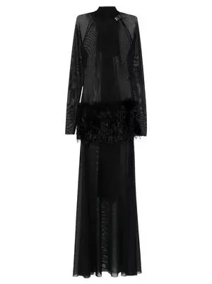 ATU BODY COUTURE Feather-panel Gown - Black