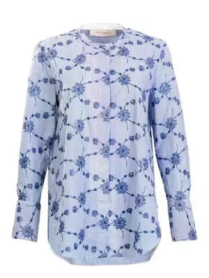 Silvia Tcherassi Cubillos Embroidered Floral Shirt - Blue