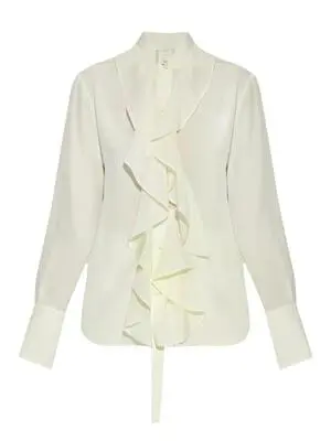 Alexander McQueen Ruffled Silk Top - Neutrals