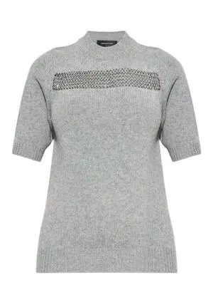 Fabiana Filippi Embellished Short Sleeve Sweater - Grey
