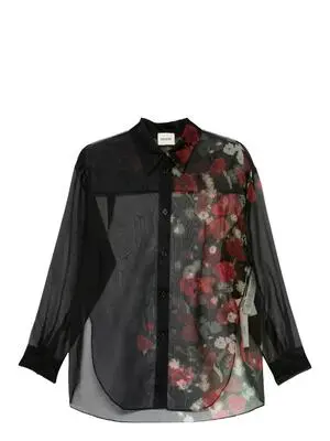 Khaite Floral Sheer Shirt - Black