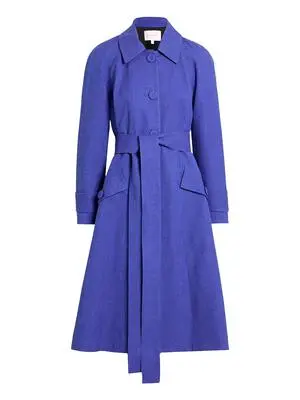 Carolina Herrera Belted Slub Twill Coat - Cobalt Blue