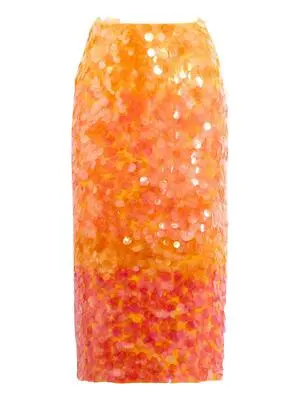 Carolina Herrera Sequined Crepe Midi Skirt - Orange