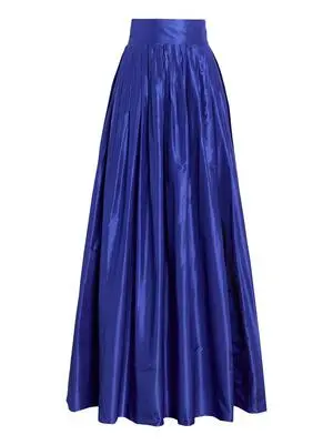 Carolina Herrera Pleated Silk-faille Maxi Skirt - Bright Blue