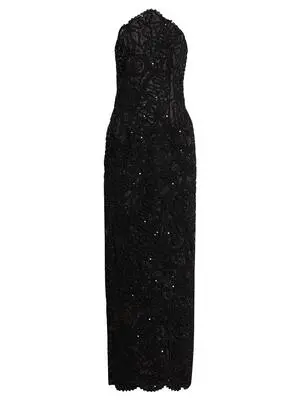 Carolina Herrera Strapless Sequin-embellished Lace Gown - Black