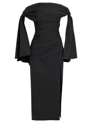 Carolina Herrera Off-the-shoulder Draped Midi Dress - Black