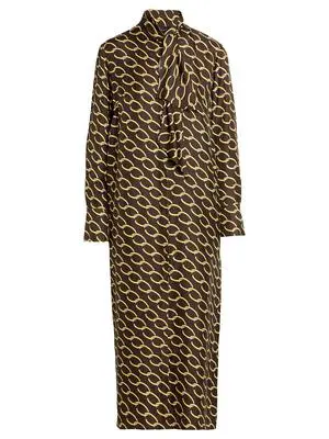 Oscar De La Renta Printed Silk-twill Midi Dress - Chocolate