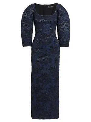 Oscar De La Renta Metallic Jacquard Maxi Dress - Midnight Blue