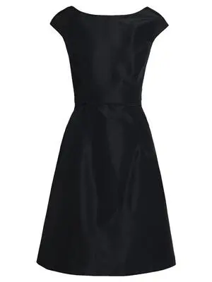 Oscar De La Renta Pleated Silk-faille Dress - Midnight Blue