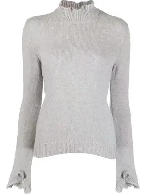 Philosophy Di Lorenzo Serafini Ruffle-trimmed Sweater - Grey