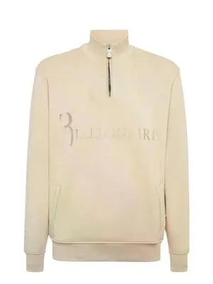 BILLIONAIRE Logo-print Half-zip Sweatshirt - Neutrals