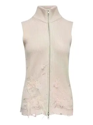 MAISON MARGIELA Knitted Zip-up Vest - Pink