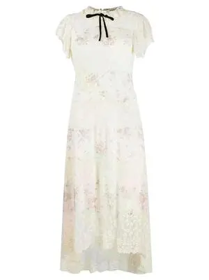 Philosophy Di Lorenzo Serafini Lace-insert Floral Midi Dress - Neutrals