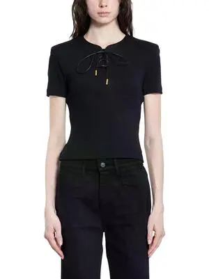Givenchy Ribbed Lace-up Blouse - Black