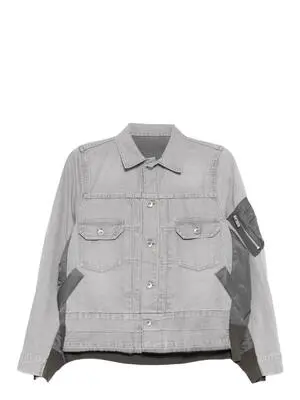 Sacai Twill-patch Denim Jacket - Grey