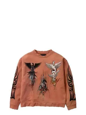 WHO DECIDES WAR BY EV BRAVADO Nefarious Winged Crew-neck Sweatshirt - Orange