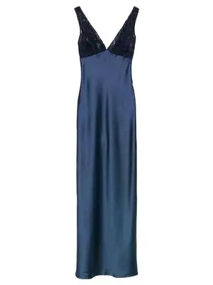 ATU BODY COUTURE Lace V-neck Maxi Dress - Blue