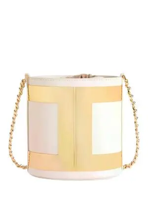 Elisabetta Franchi Logo Bucket Bag - Neutrals