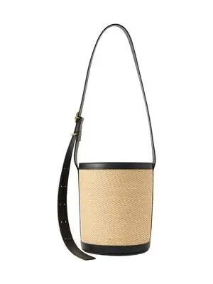 JIL SANDER Leather-trimmed Raffia Bucket Bag - Neutrals