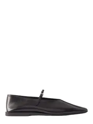 JIL SANDER Leather Mary Jane Ballet Flats - Black