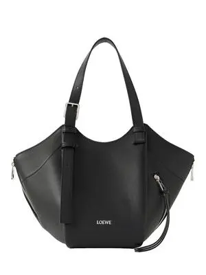 Loewe Hammock Flip Leather Tote - Black