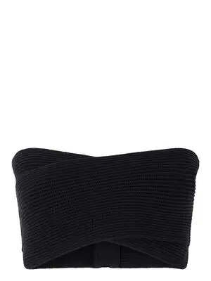 Balmain Strapless Ribbed-knit Top - Black