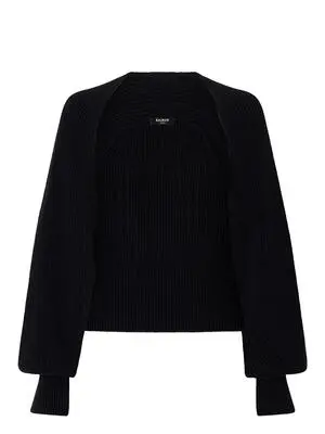 Balmain Ribbed-knit Cardigan - Black
