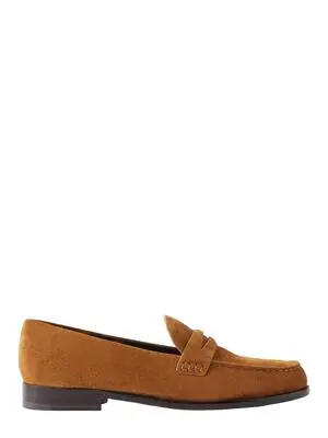 Tory Burch Suede Penny Loafers - Brown