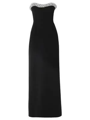 Simkhai Riona Strapless Embellished Crepe Gown Black