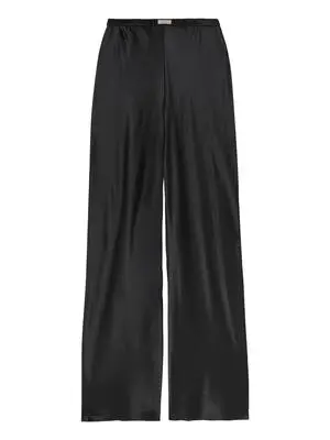 Comme Si Appliquéd Silk-charmeuse Straight-leg Pants - Black