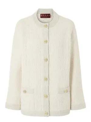 Gucci Metallic Wool-blend Tweed Cardigan - Ivory