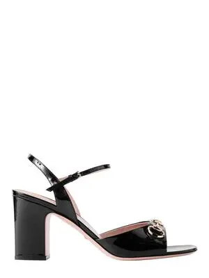 Gucci Horsebit-embellished Patent-leather Sandals - Black
