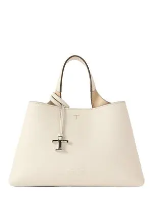 TOD'S Small Textured-leather Tote - Off-white