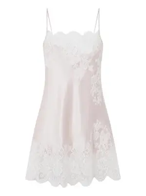 Carine Gilson Lace-trimmed Silk-satin Nightdress - Pink