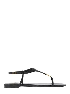 Saint Laurent Cassandra Leather Slingback Sandals - Black