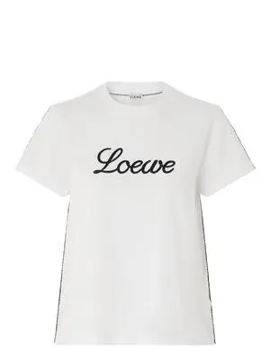 Loewe Embroidered Cotton-jersey T-shirt - White