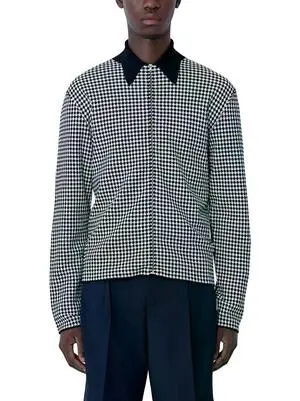 JIL SANDER Houndstooth Zip-up Polo Shirt - White