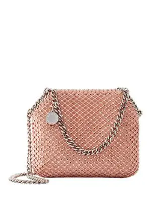 Stella McCartney Falabella Mini Crystal-embellished Mesh Shoulder Bag - Orange