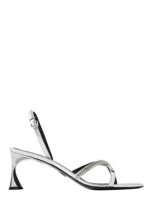 Stella McCartney Elsa Embellished Mirrored Slingback Sandals - Silver