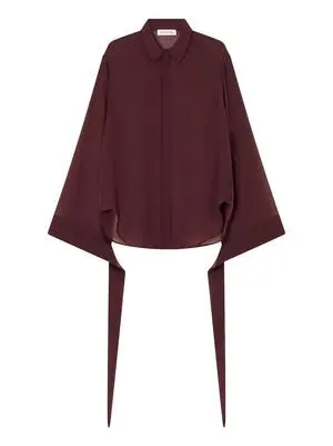 THE FRANKIE SHOP Verlin Tie-detailed Chiffon Shirt - Burgundy