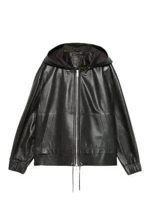 DESA 1972 Hooded Leather Jacket - Brown