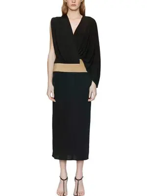 Christopher Esber Contour Suede Swaddle Midi Dress - Black
