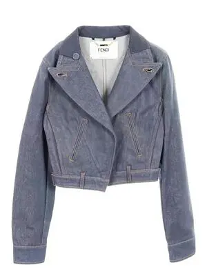 Fendi 2010's Logo Denim Jacket - Blue
