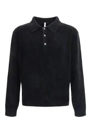 SUNFLOWER Chenille Button Polo Shirt - Black