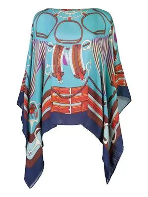 Rani Arabella Printed Poncho - Blue
