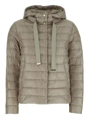 Herno Tech Fabric Down Jacket With Drawstring Hood Beige