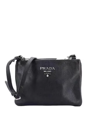 PRADA Double Zip Vitello Daino Small Crossbody Bag