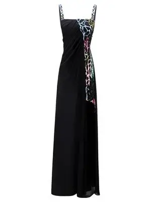 GEMY MAALOUF Draped Beaded Maxi Dress - Black